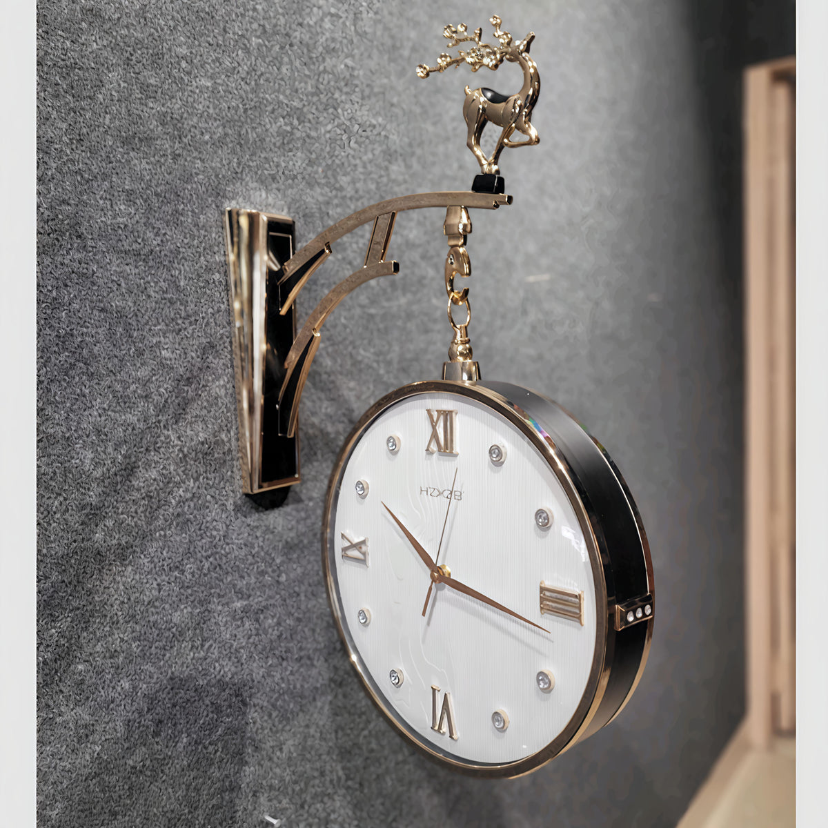 Black Dual Dial Station Clock- white dial – Rangdedecor