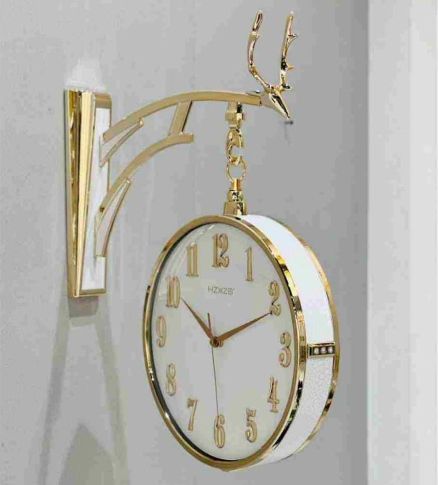 Dual Dial Station Clock- white dial – Rangdedecor