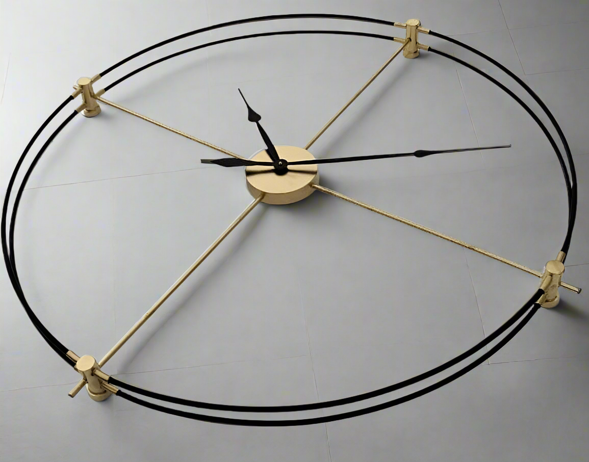Golden And Black Dual Ring Wall Clock – Rangdedecor
